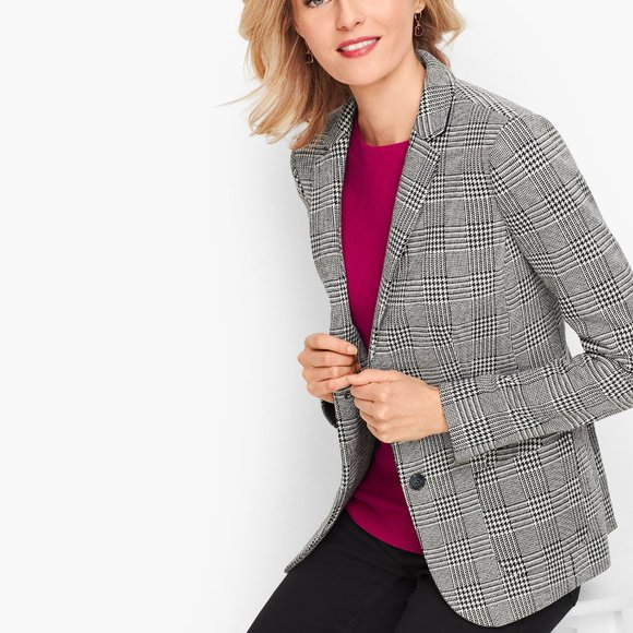 Talbots | Jackets & Coats | Talbots Aberdeen Knit Blazer In Glen Plaid ...